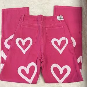 Jeans | Nwt Pink Highwaist Boyfriend Straightleg Jeans With White ...